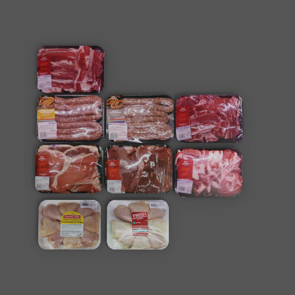 3D model Meat sausage poultry chicken beef lamb packs for shop VR / AR ...