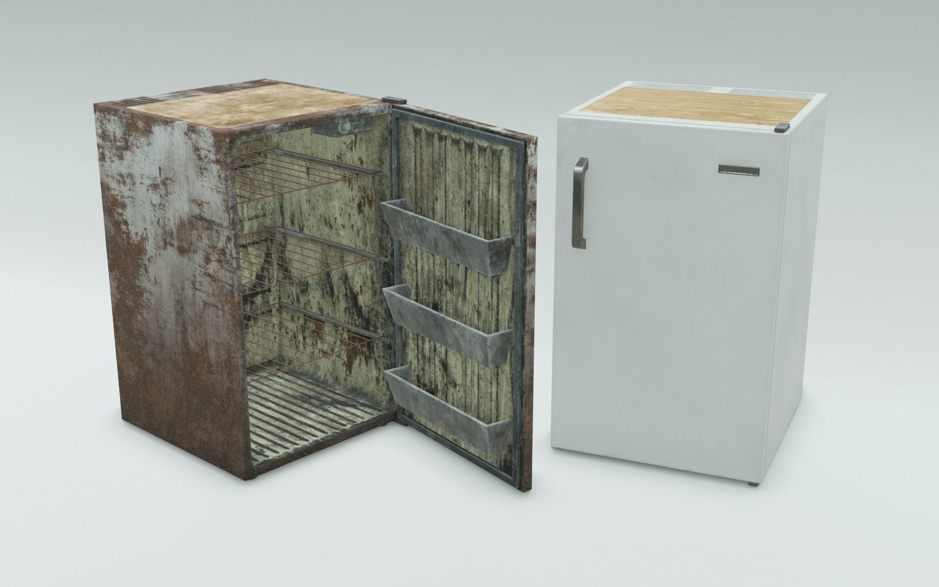 Freezy - game ready vintage fridge - clean and rusty 3D Model ...