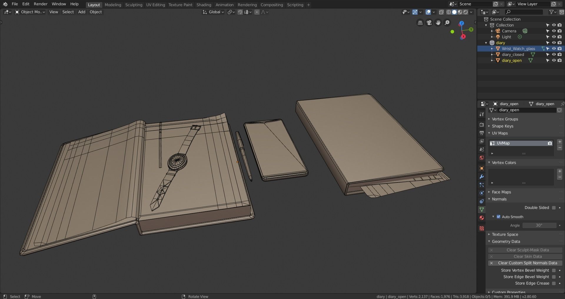 3D model diary VR / AR / low-poly | CGTrader