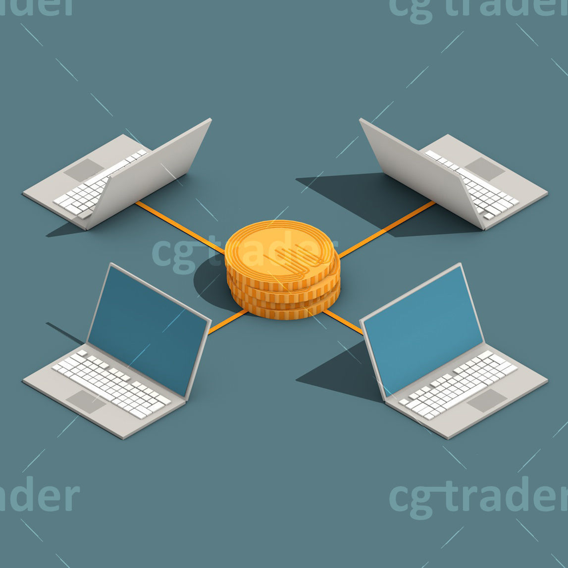 3D model Low Poly Cryptocurrency Blockchain Pack 02 VR / AR / low-poly ...