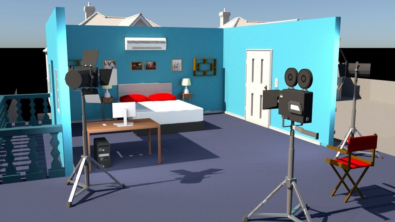 architectural Movie Set 3D Modelling low-poly | CGTrader
