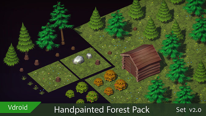 3D model Handpainted Forest Pack v2 VR / AR / low-poly | CGTrader