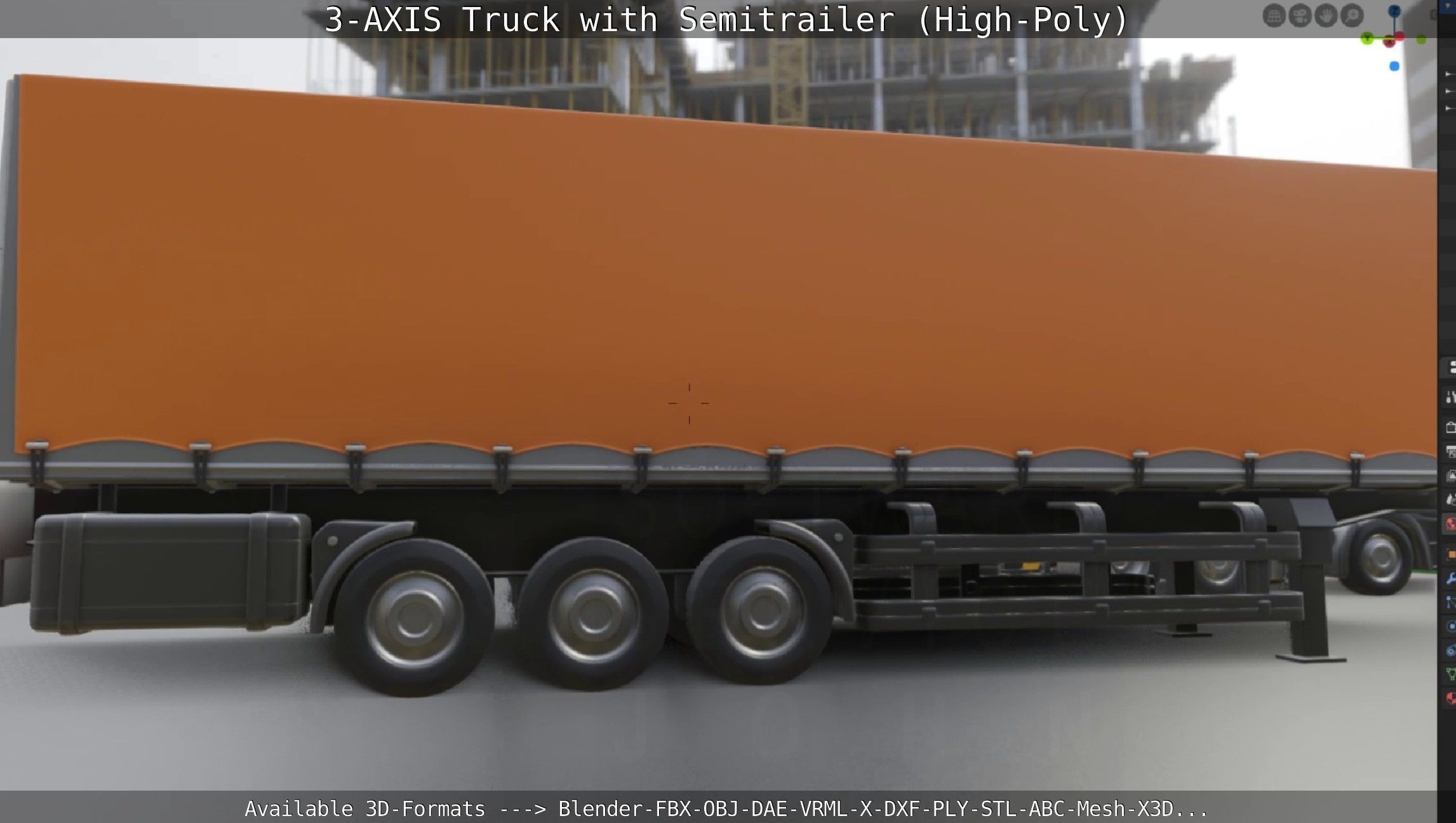 3-AXIS Truck with Semitrailer High-Poly Version 3D model | CGTrader