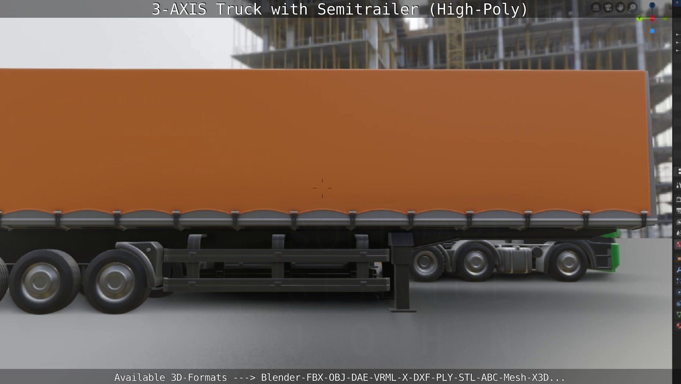 3-AXIS Truck with Semitrailer High-Poly Version 3D model | CGTrader