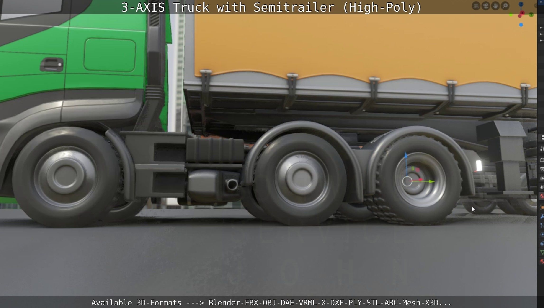 3-AXIS Truck with Semitrailer High-Poly Version 3D model | CGTrader