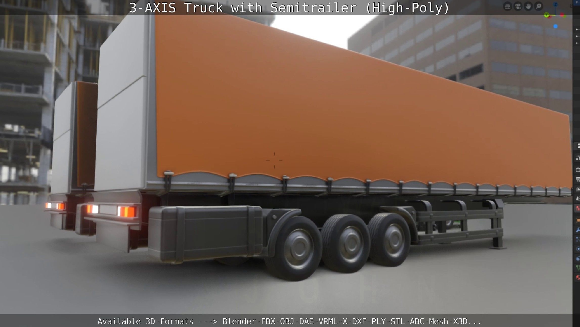 3-AXIS Truck with Semitrailer High-Poly Version 3D model | CGTrader