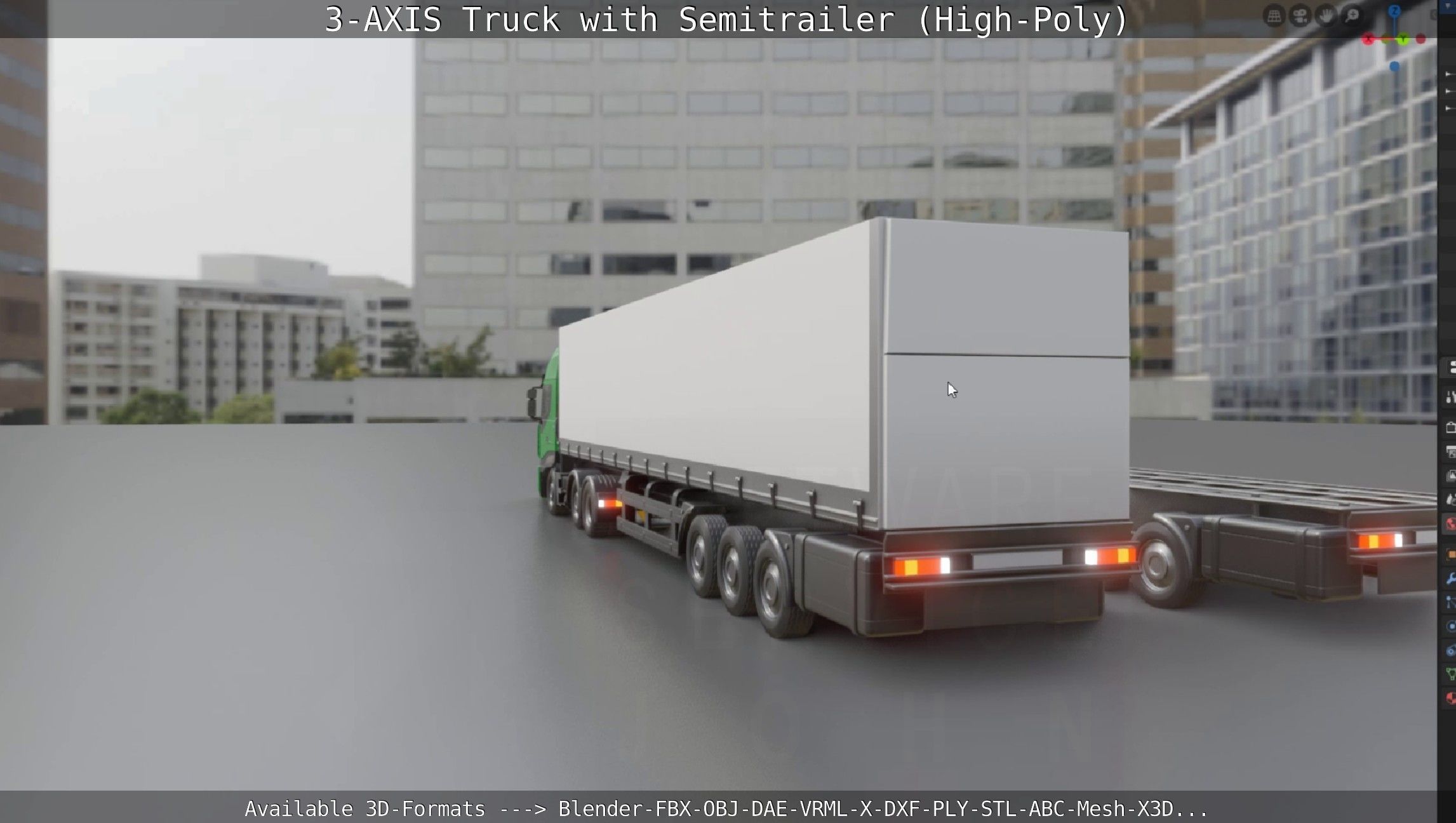 3-AXIS Truck with Semitrailer High-Poly Version 3D model | CGTrader