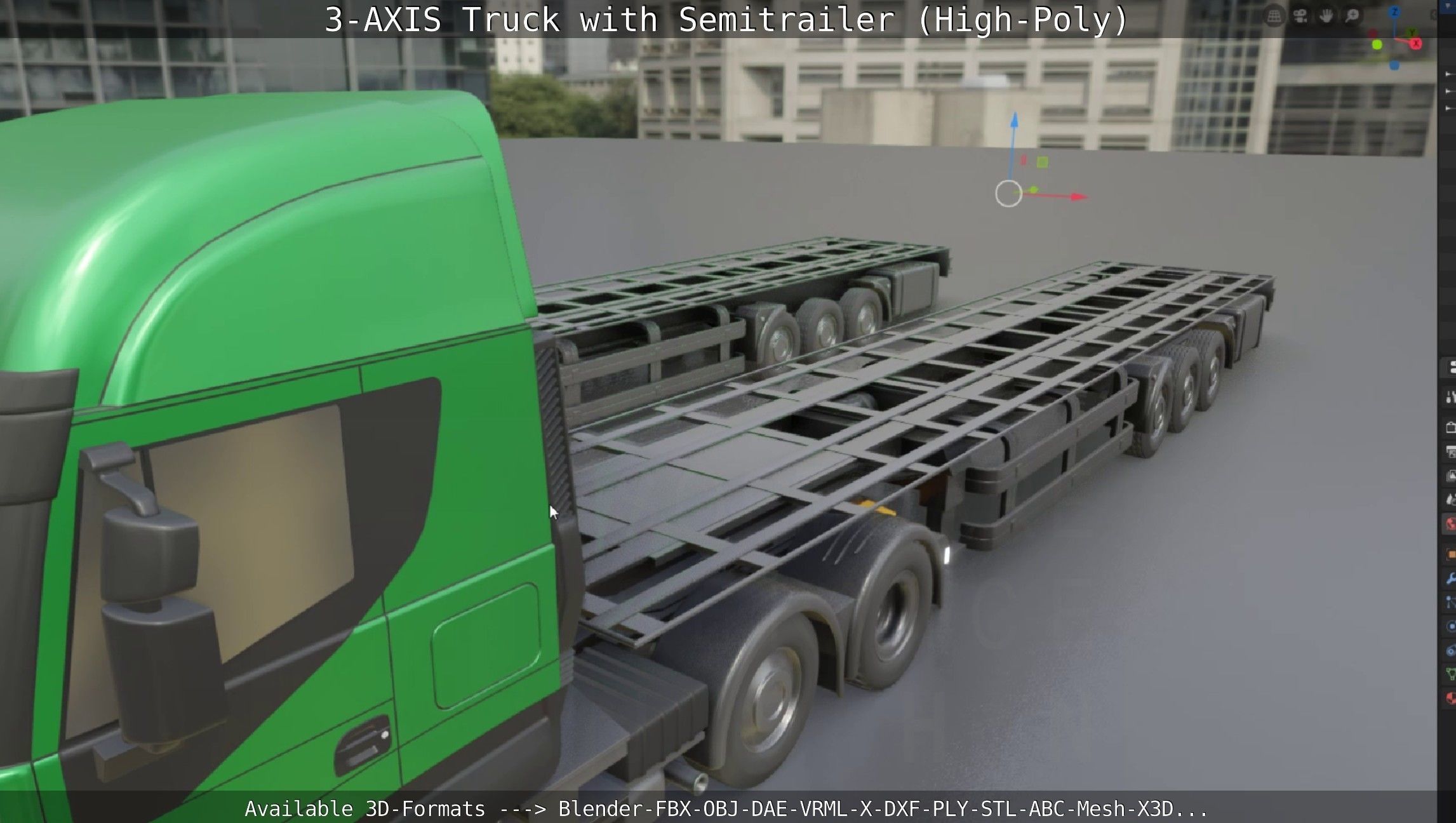 3-AXIS Truck with Semitrailer High-Poly Version 3D model | CGTrader