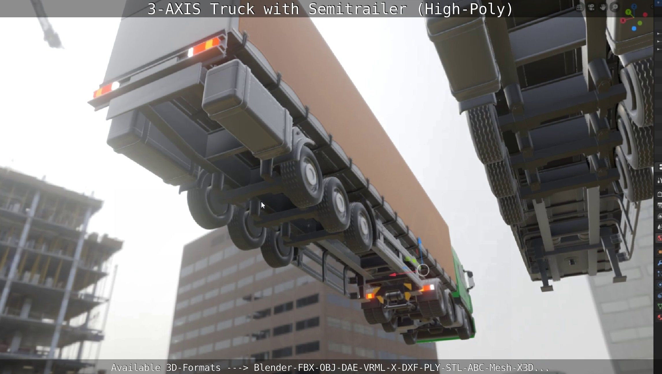 3-AXIS Truck with Semitrailer High-Poly Version 3D model | CGTrader