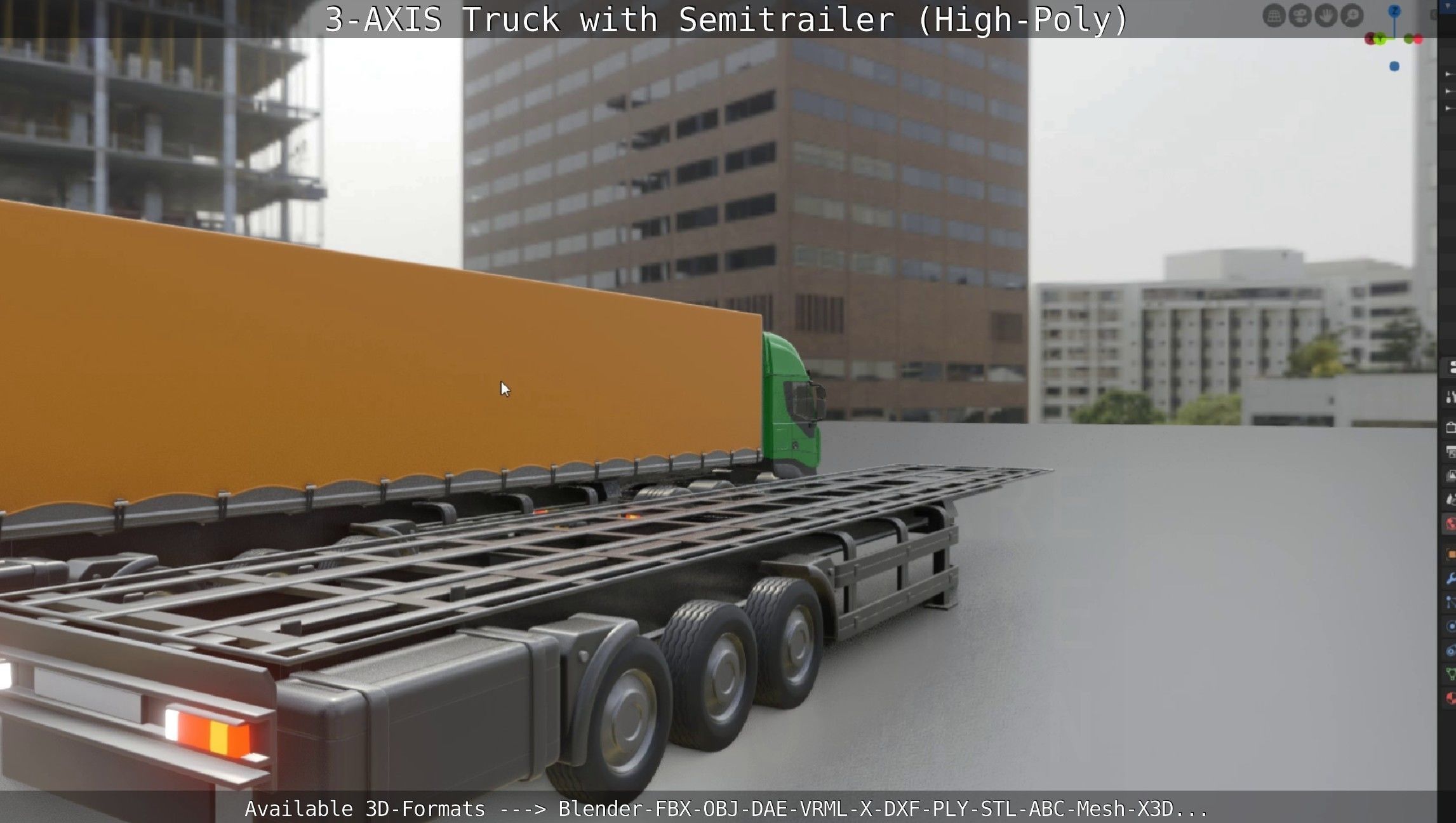 3-AXIS Truck with Semitrailer High-Poly Version 3D model | CGTrader