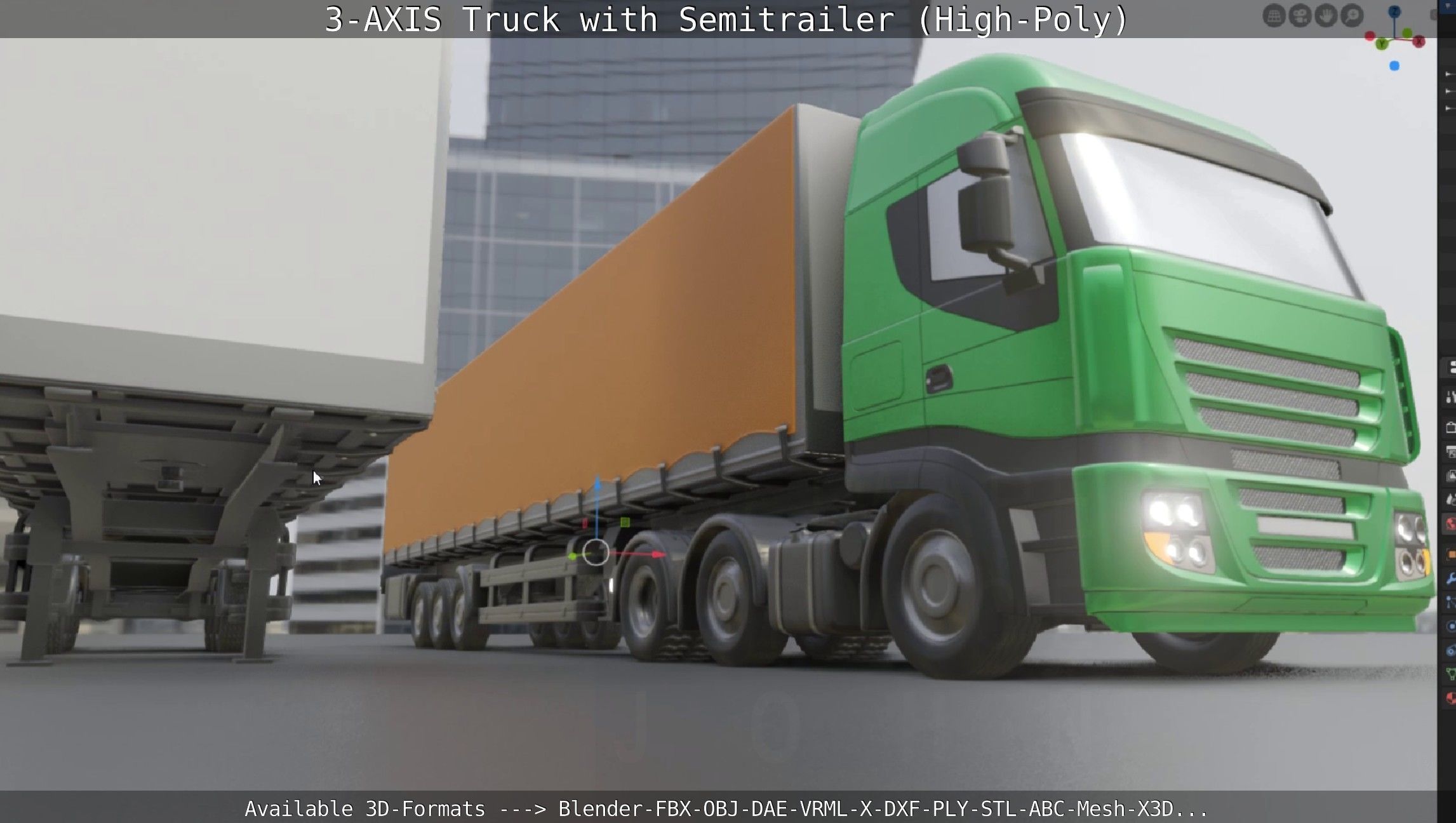 3-AXIS Truck with Semitrailer High-Poly Version 3D model | CGTrader