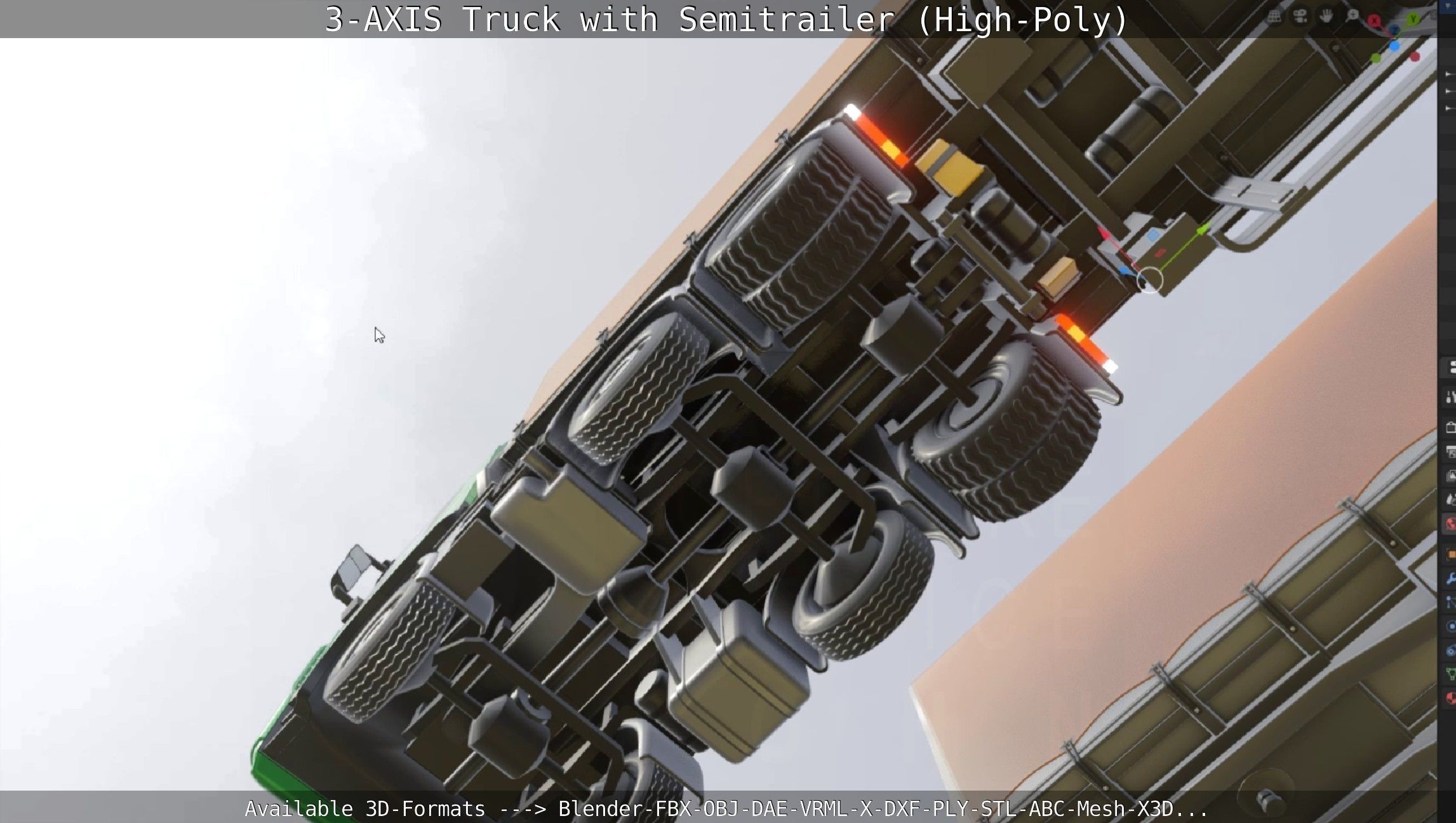 3-AXIS Truck with Semitrailer High-Poly Version 3D model | CGTrader
