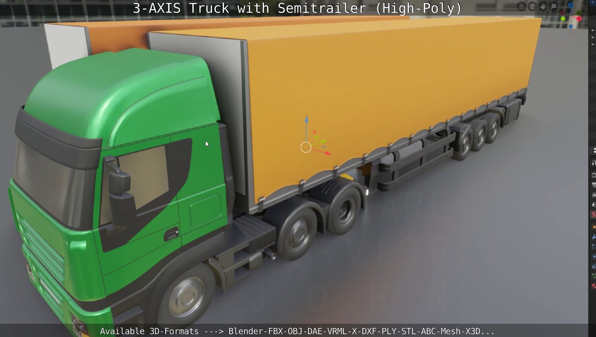 3-AXIS Truck with Semitrailer High-Poly Version 3D model | CGTrader