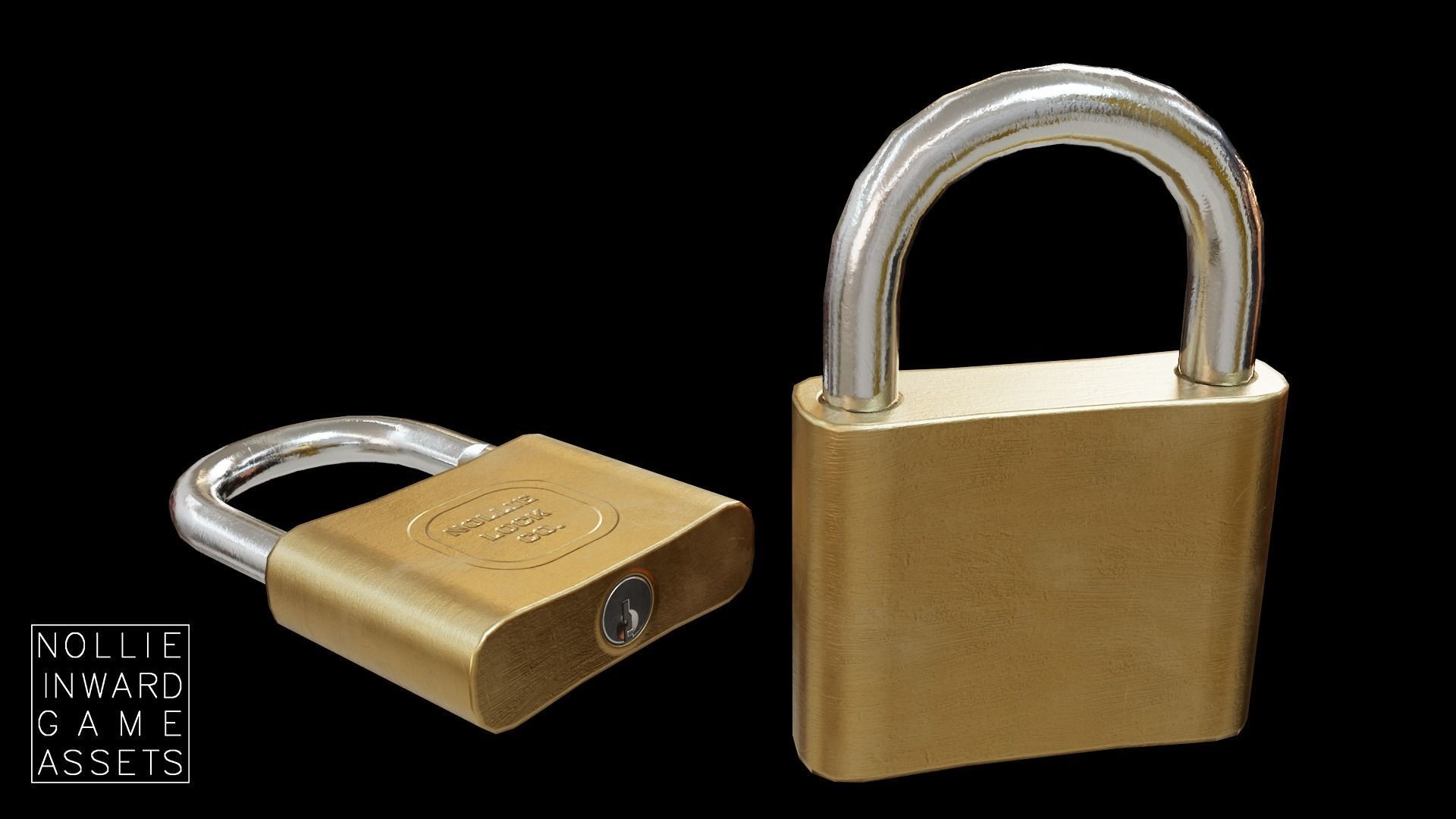 Game-ready Padlock two brass padlocks free VR / AR / low-poly 3D model ...