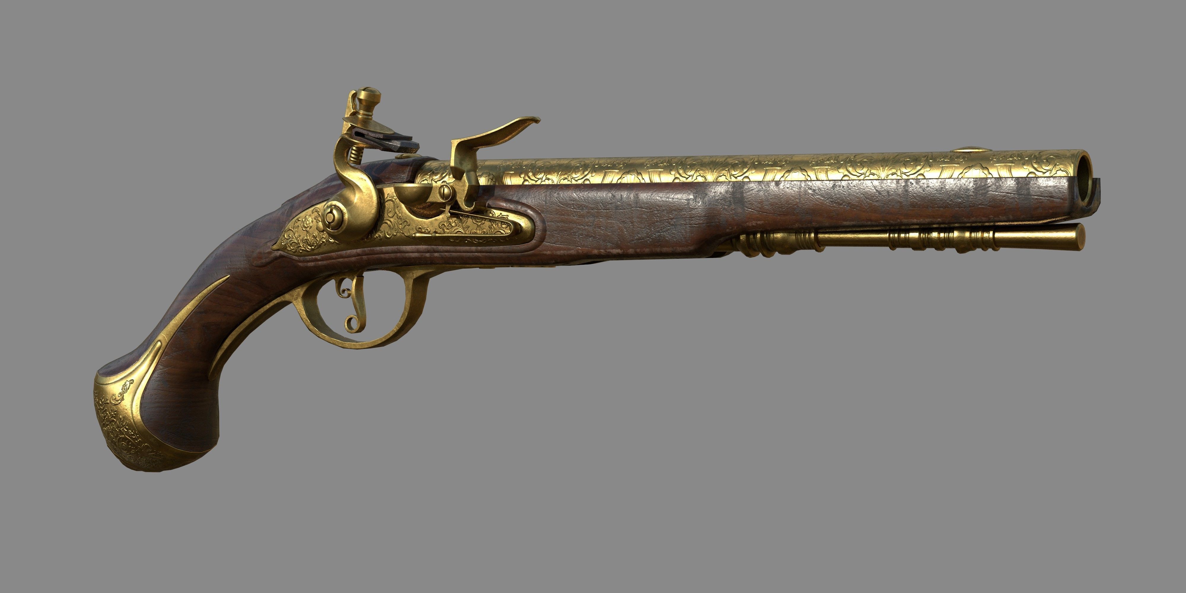 3D model Weapon - Gun - Flintlock - Flemish Flintlock Pistol Ornament ...