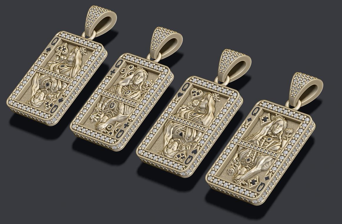 playing cards Queen pack set 3D model 3D printable | CGTrader