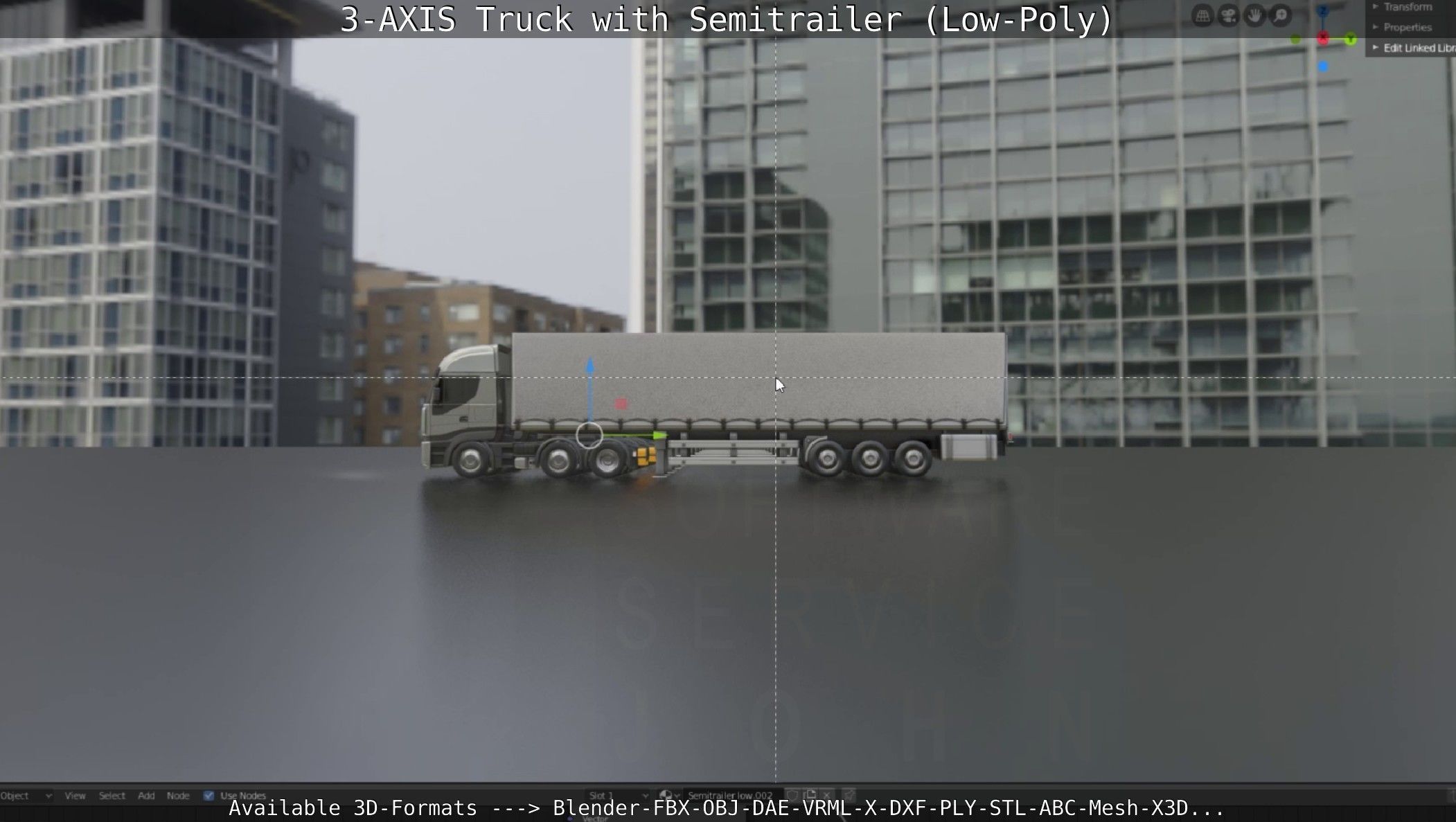 3D model 3-AXIS Truck with Semitrailer Low-Poly Version VR / AR / low ...