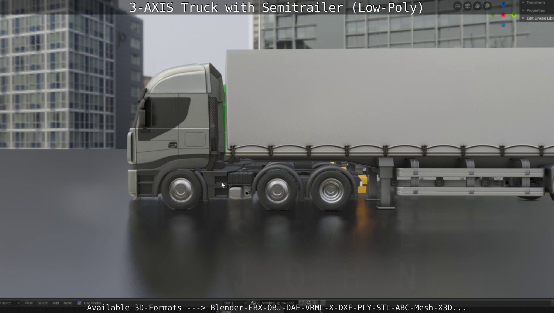 3D model 3-AXIS Truck with Semitrailer Low-Poly Version VR / AR / low ...