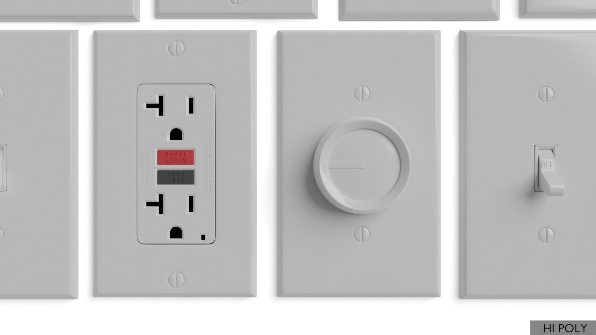 3D model Light switches and outlets High Poly AND Low Poly pack 1 VR ...