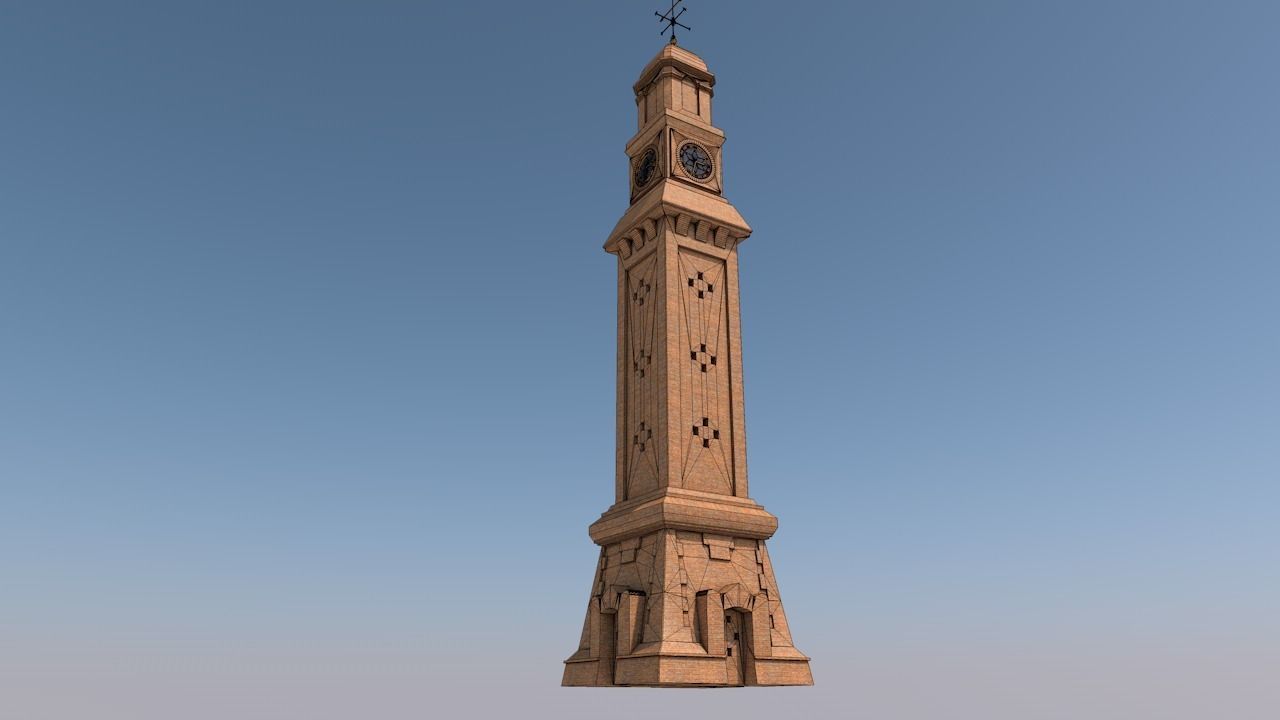 3D model Arab Land mark Alqashla Clock Tower in Iraq VR / AR / low-poly ...