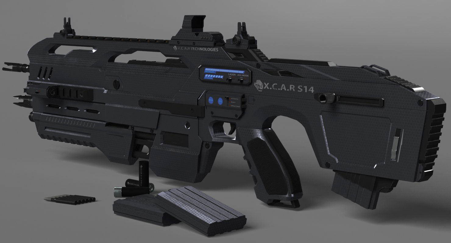 Futuristic Assault Rifle XCAR S14 3D model | CGTrader