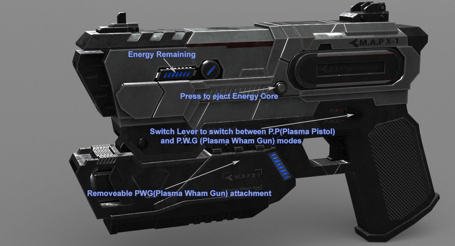 Sci Fi Plasma Pistol concept 3D model | CGTrader