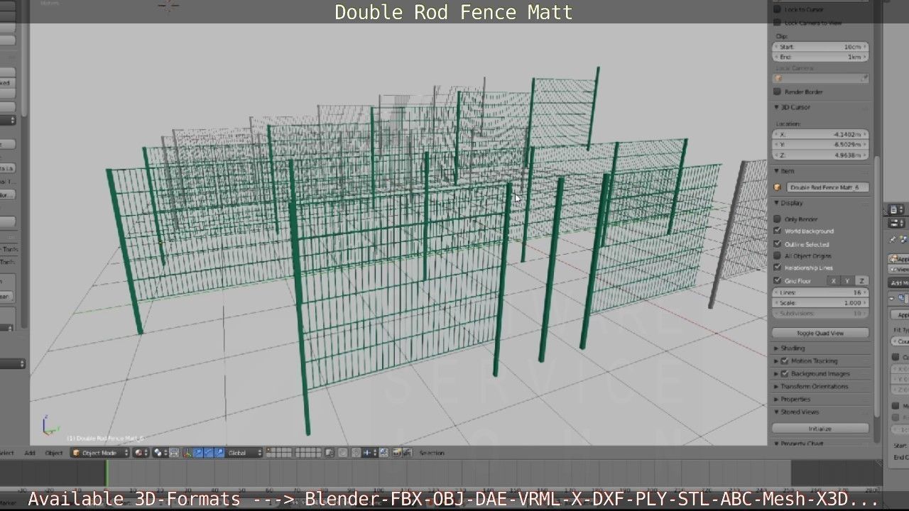 3D model Modular Double Rod Fence Matt - Package VR / AR / low-poly ...