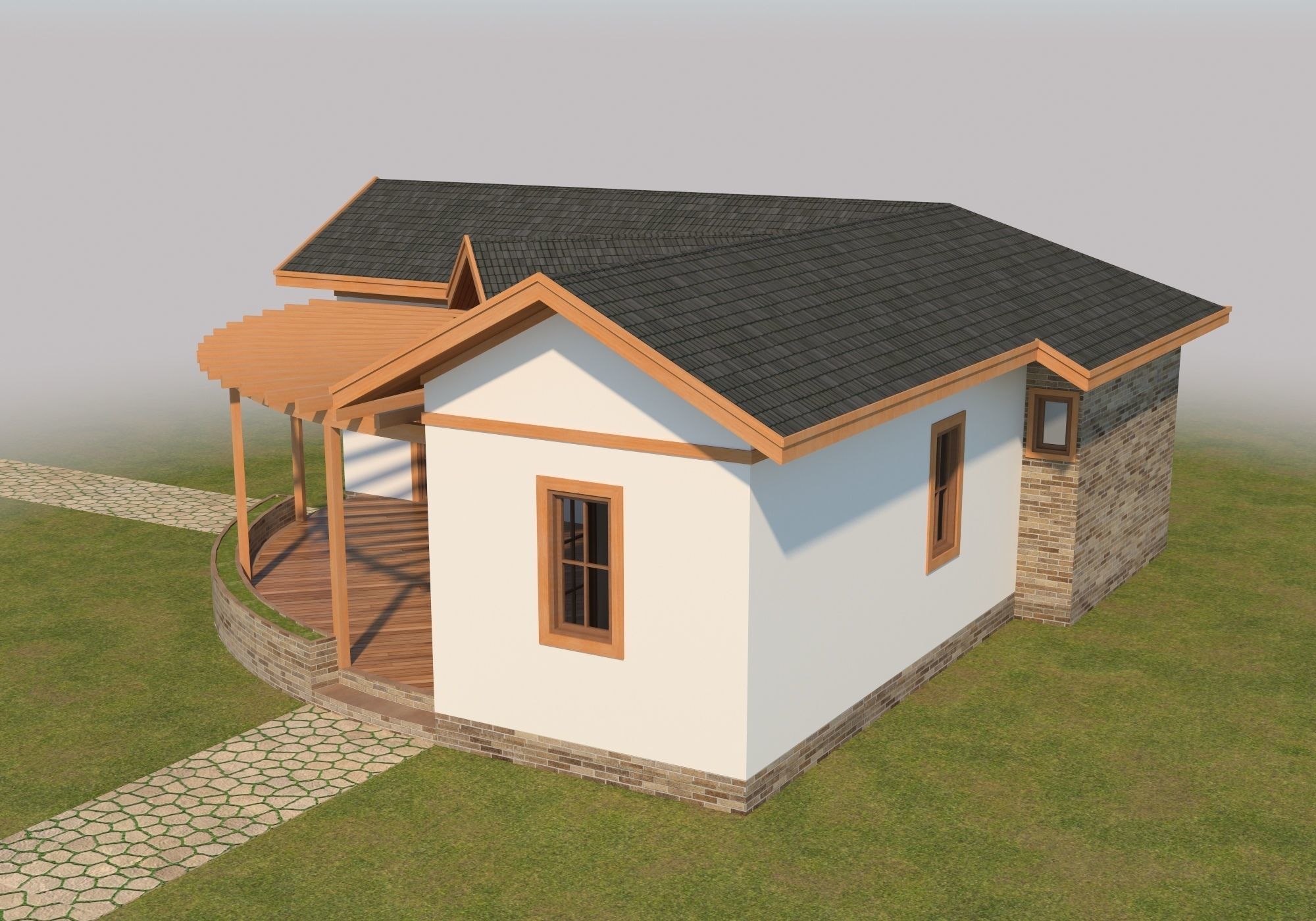 Prefabric House With Pergola 3D model | CGTrader