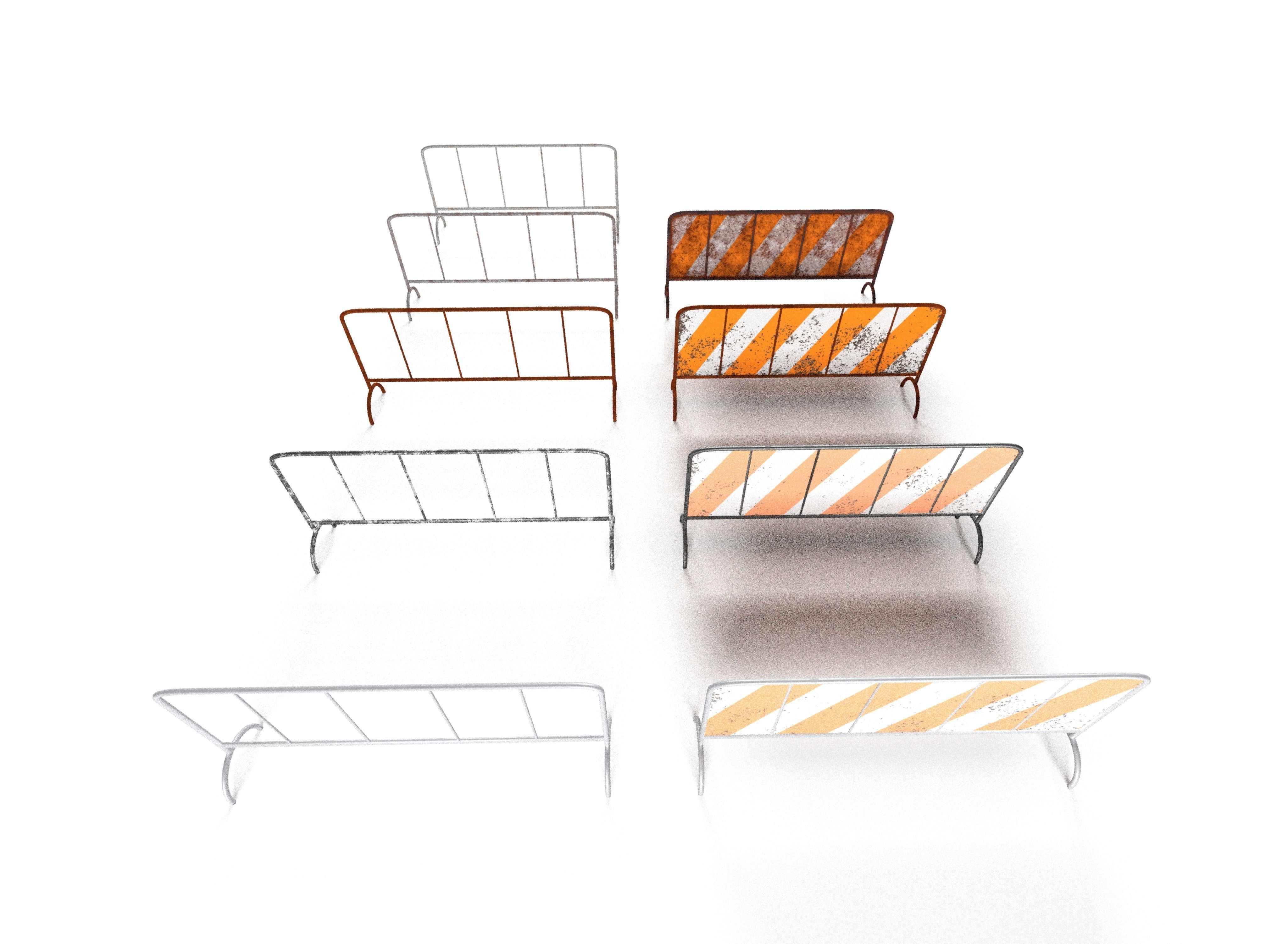 3D model roadblock set metal frame VR / AR / low-poly | CGTrader