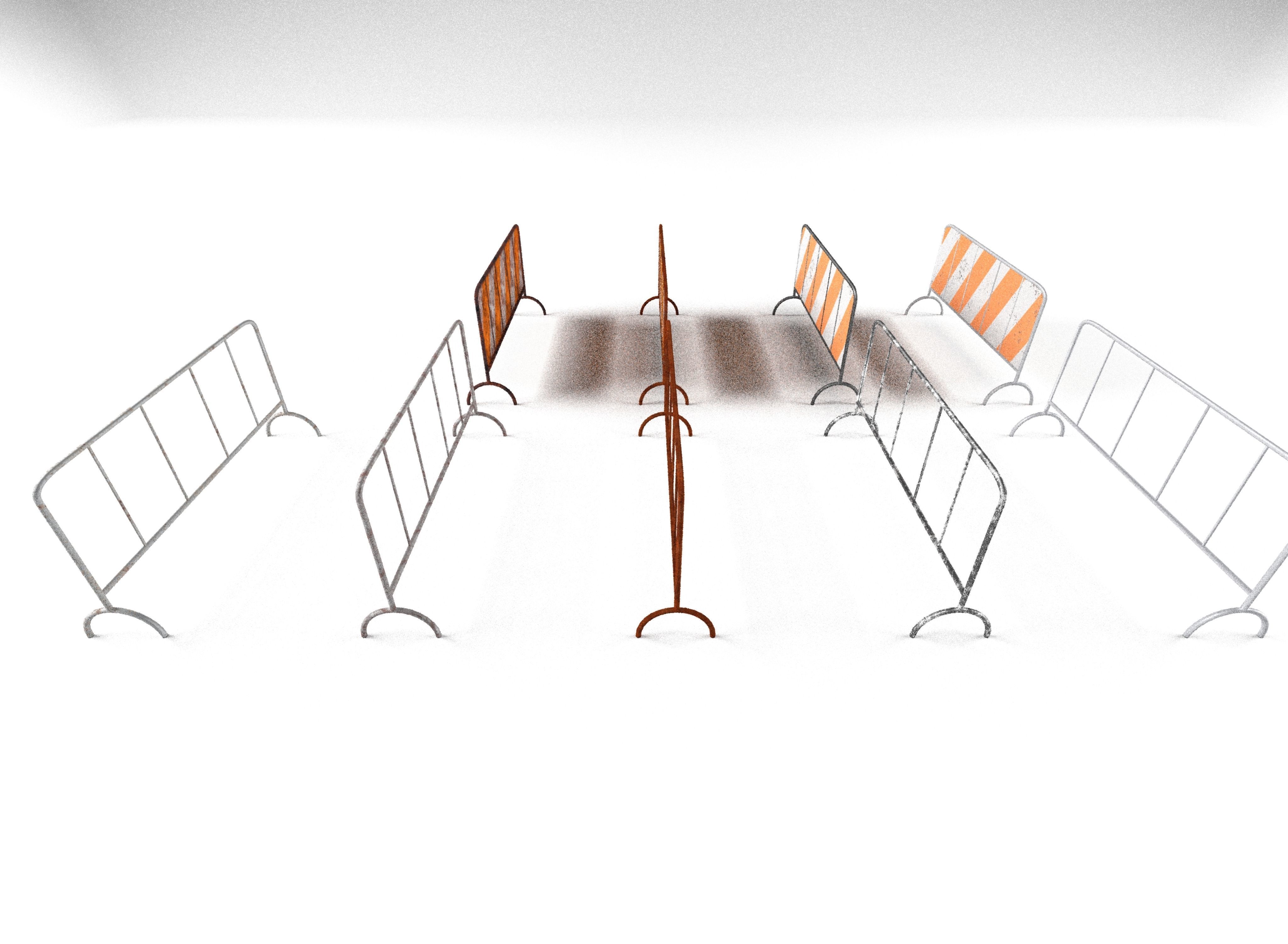 3D model roadblock set metal frame VR / AR / low-poly | CGTrader