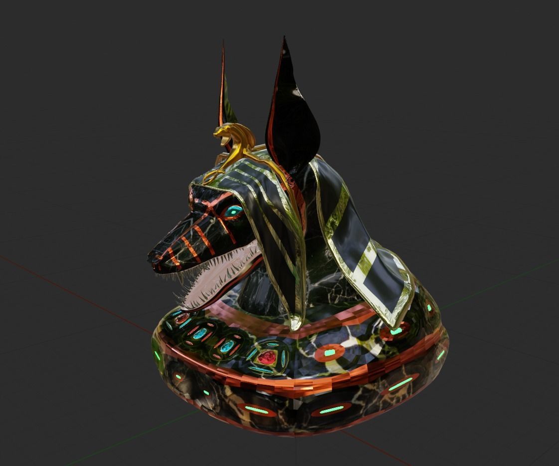 Anubis head 3D model OBJ FBX BLEND GLTF