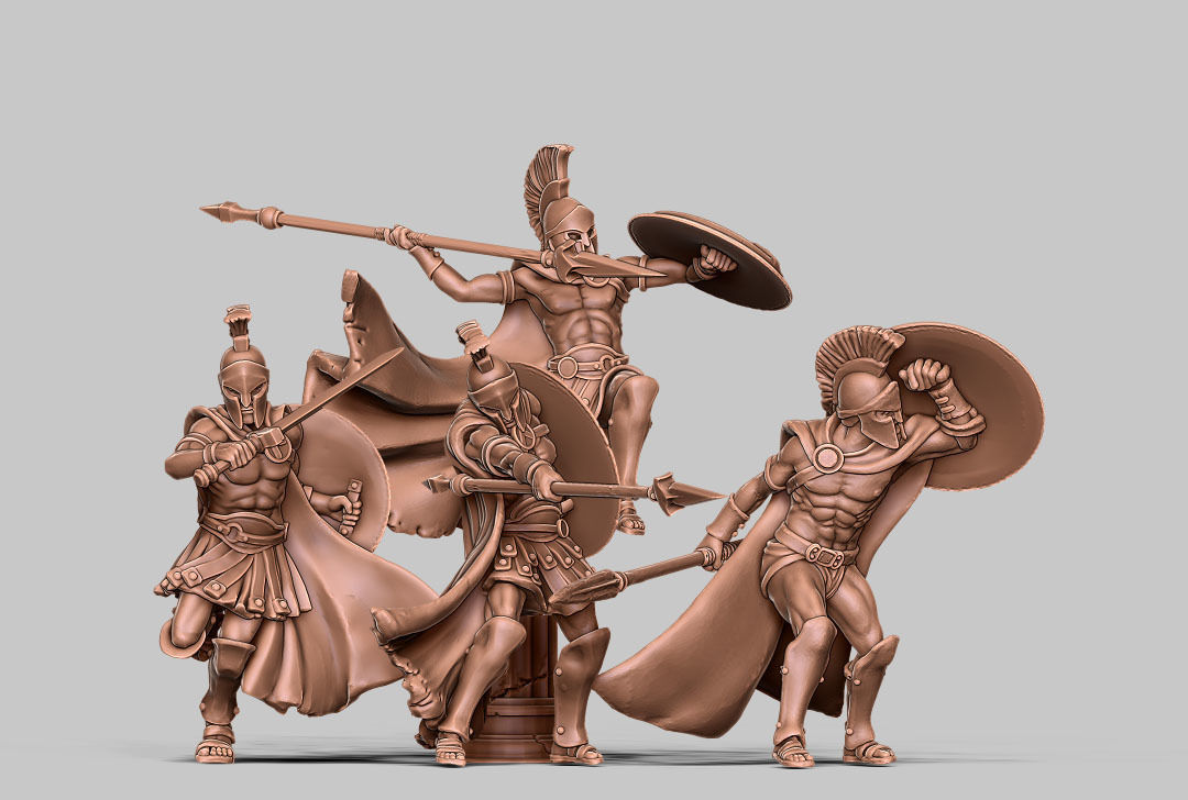 Spartan bundle IV - 4 miniatures 35mm scale 3D model 3D printable ...