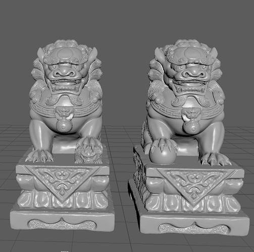imperial guardian lions old lion statue shi shi zi 3D model 3D ...