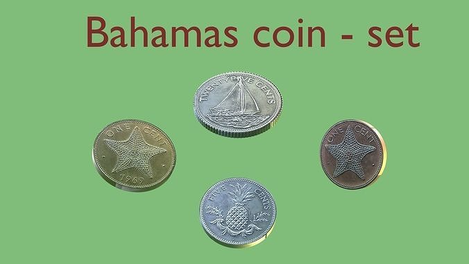 PBR - textured Bahamas coin - set model 3D model | CGTrader
