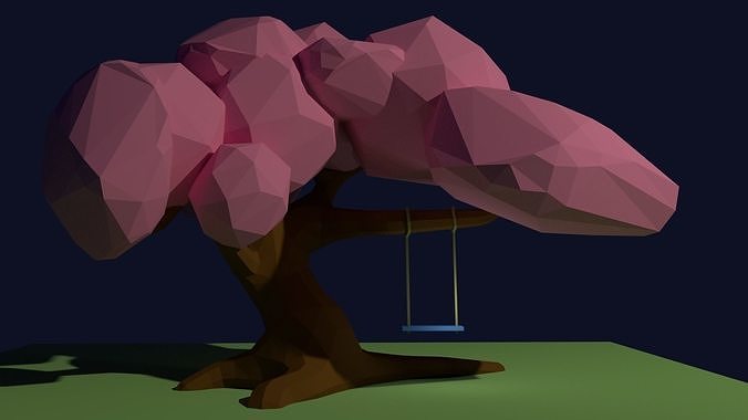3D model sakura with swing Low Poly VR / AR / low-poly | CGTrader