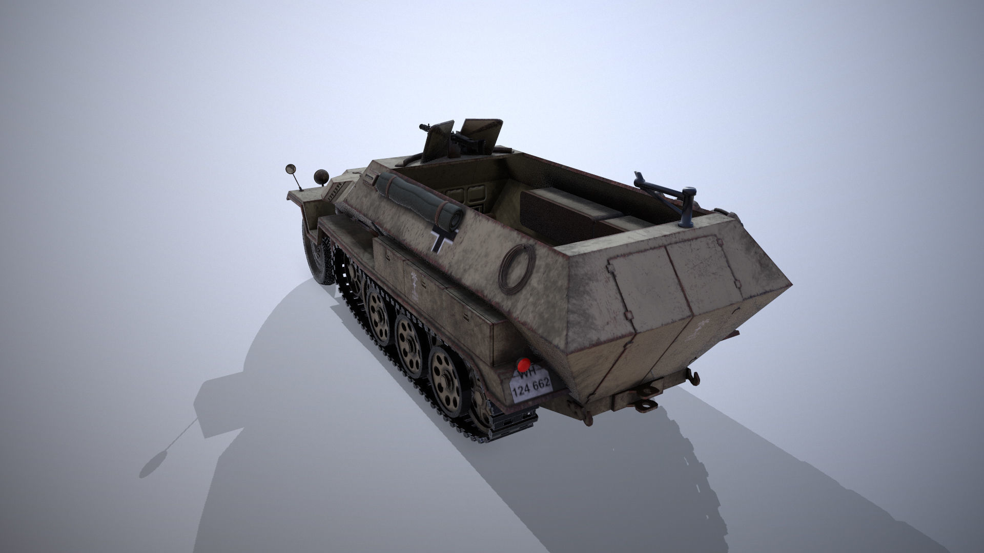 3D model Half-track SDKFZ C military German Truck VR / AR / low-poly ...