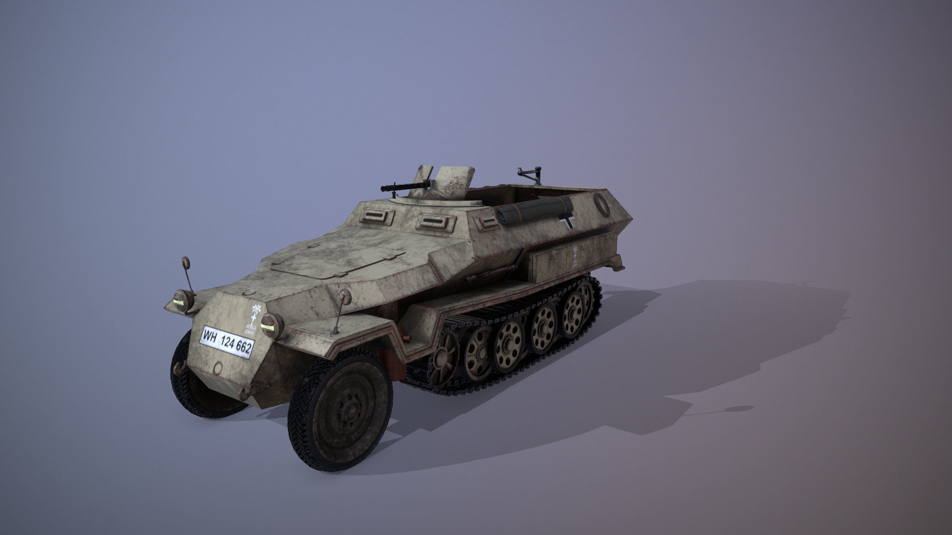 3D model Half-track SDKFZ C military German Truck VR / AR / low-poly ...