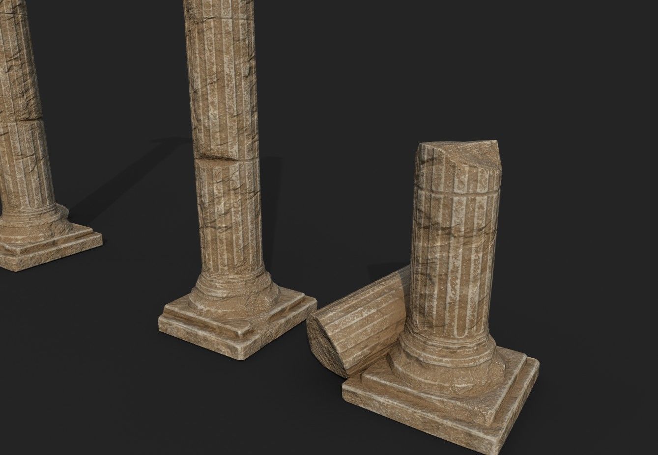 3D model Broken Columns Set VR / AR / low-poly | CGTrader
