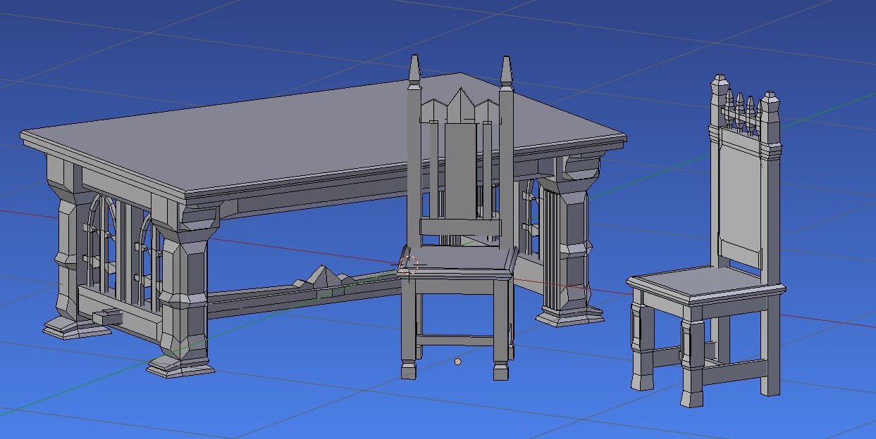 3D model Gothic table and chairs VR / AR / low-poly | CGTrader