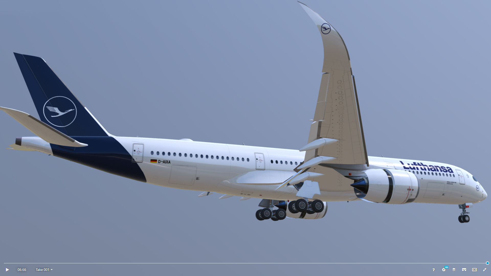 3D model Airbus A350-900 Lufthansa new color livery VR / AR / low-poly ...