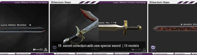 15 sword collection with one special sword VR / AR / low-poly | CGTrader