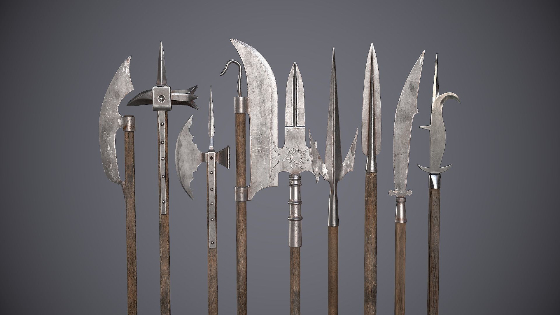 3D model Medieval Polearms VR / AR / low-poly | CGTrader