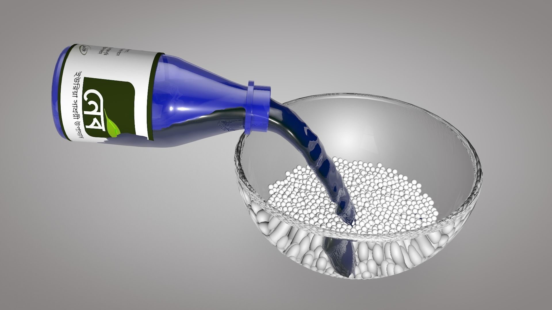 3D model 3D Botol bottle of liquid being poured into glass VR / AR ...