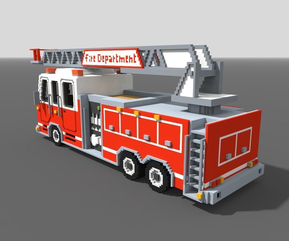 3D model Voxel Fire Truck VR / AR / low-poly | CGTrader
