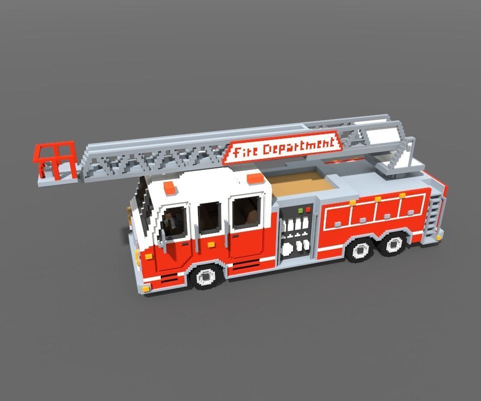 3D model Voxel Fire Truck VR / AR / low-poly | CGTrader