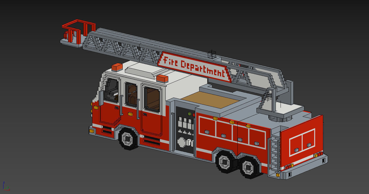 3D model Voxel Fire Truck VR / AR / low-poly | CGTrader