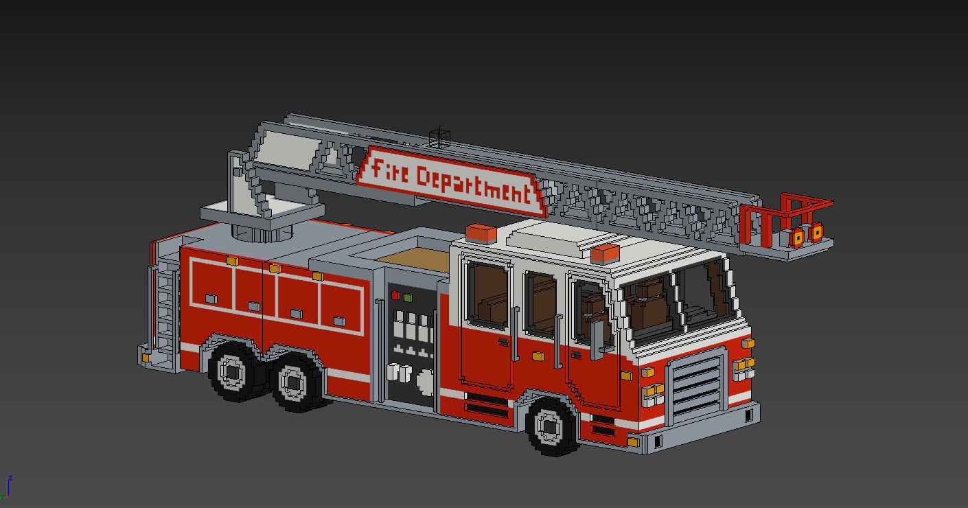 3D model Voxel Fire Truck VR / AR / low-poly | CGTrader