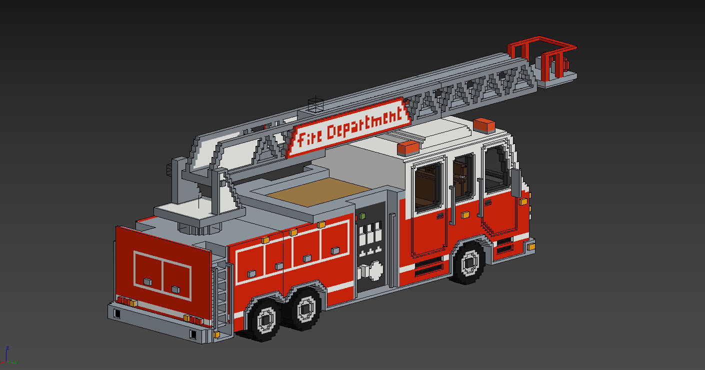 3D model Voxel Fire Truck VR / AR / low-poly | CGTrader