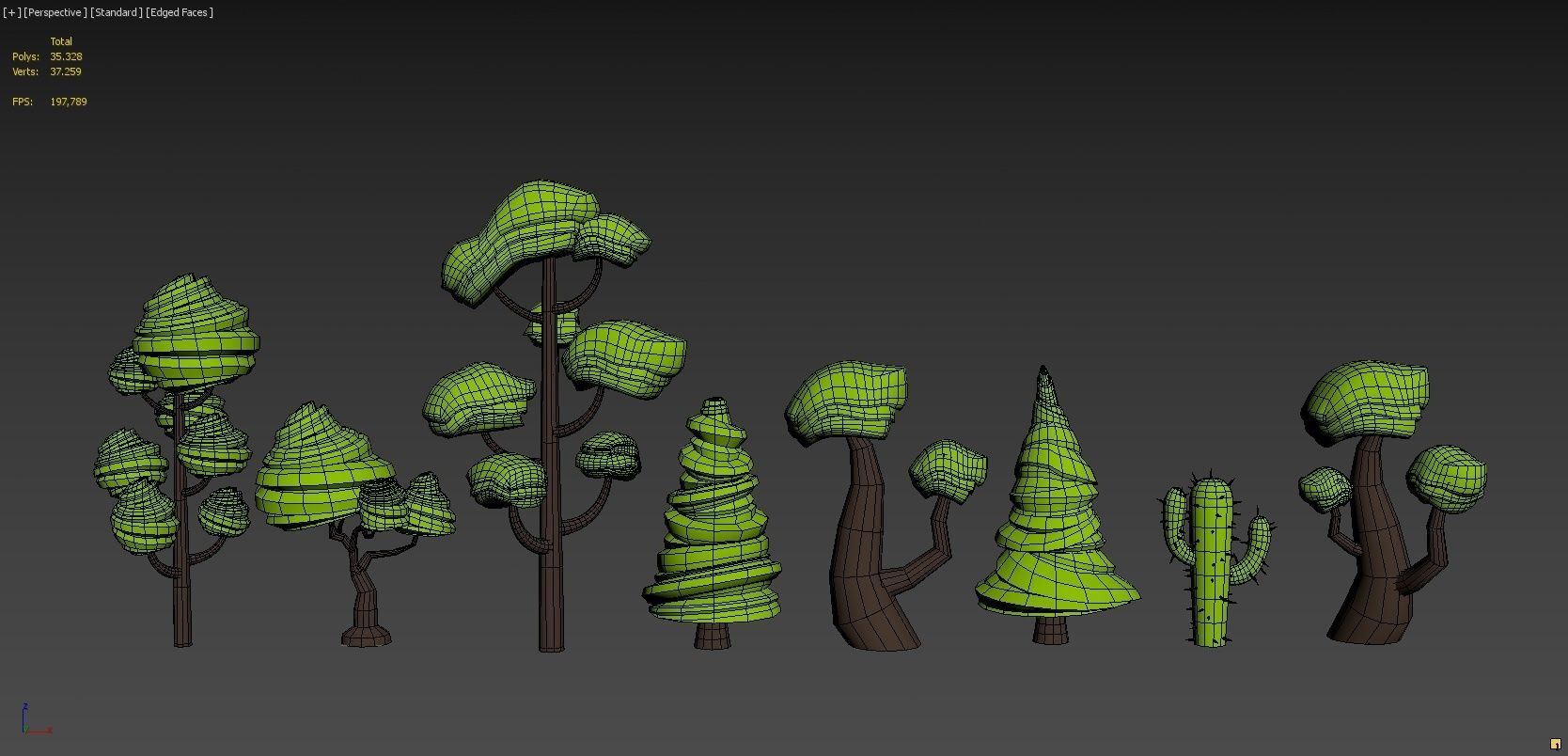 Stylized Cartoon Trees 3D model | CGTrader