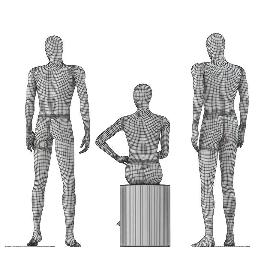 Two male and one female faceless mannequins 30 3D model | CGTrader